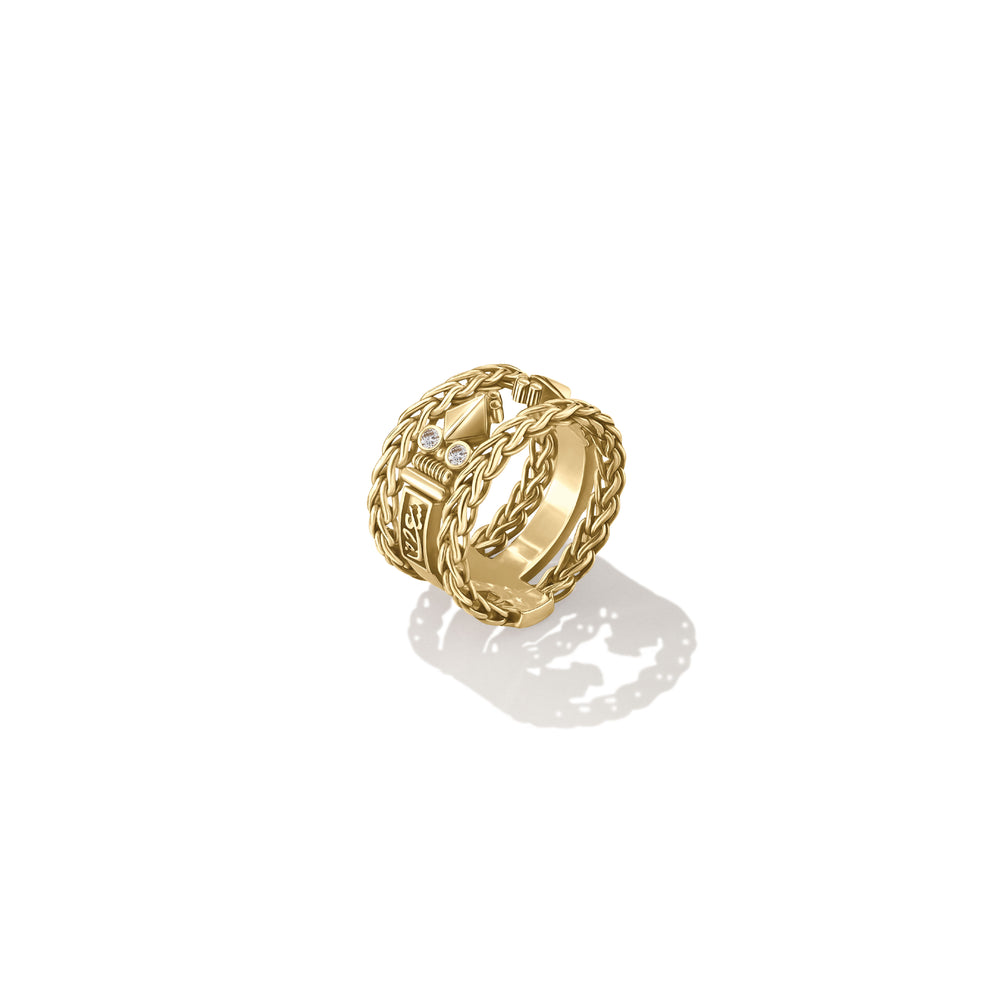 Gold Roman Chain Ring by Azza Fahmy - Sterling Silver - Designer Rings | Azza Fahmy Jewellery